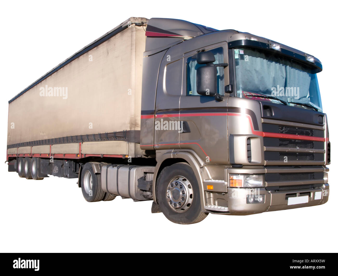 European 18-wheeler with canvas trailer Stock Photo - Alamy