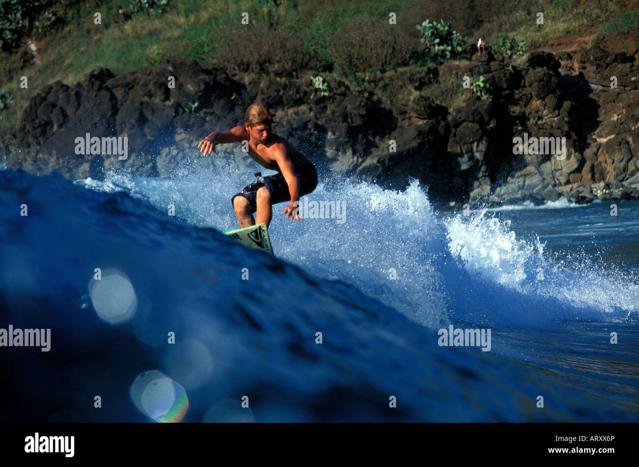 Cheyne Magnusson surfing in Honolua Bay on Maui Stock Photo - Alamy