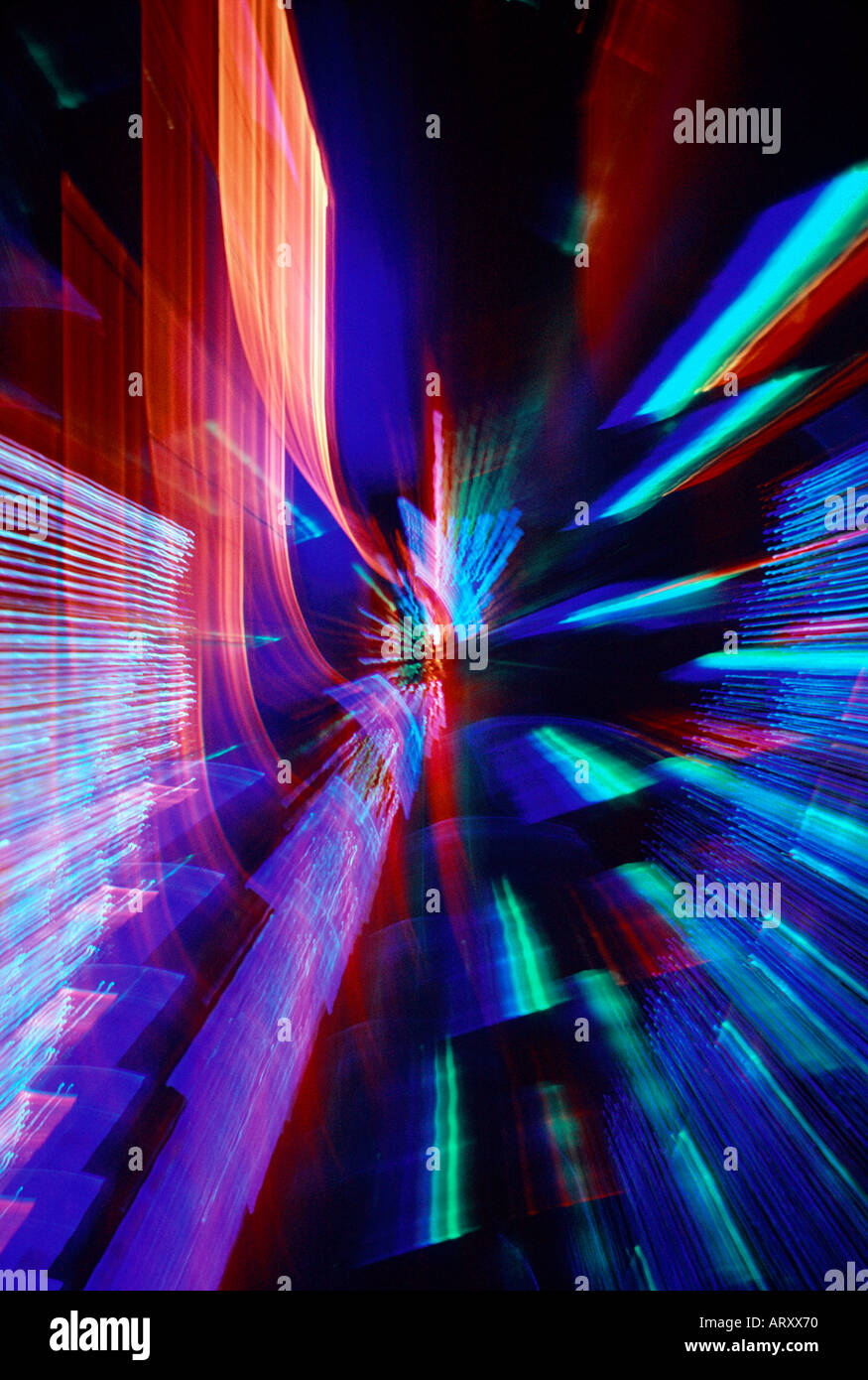 abstract neon lights zoomed prism deep space Stock Photo - Alamy