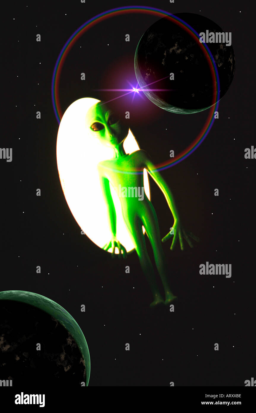 Alien Visitor(Little Green Man Stock Photo - Alamy