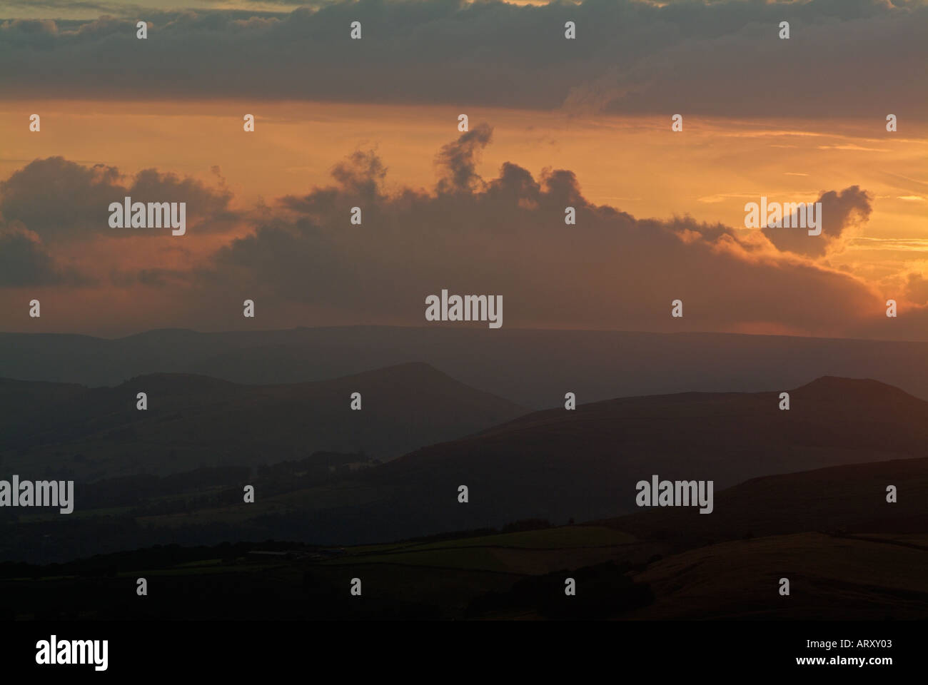 Stanage edge sunset Derbyshire Peak District National Park England ...