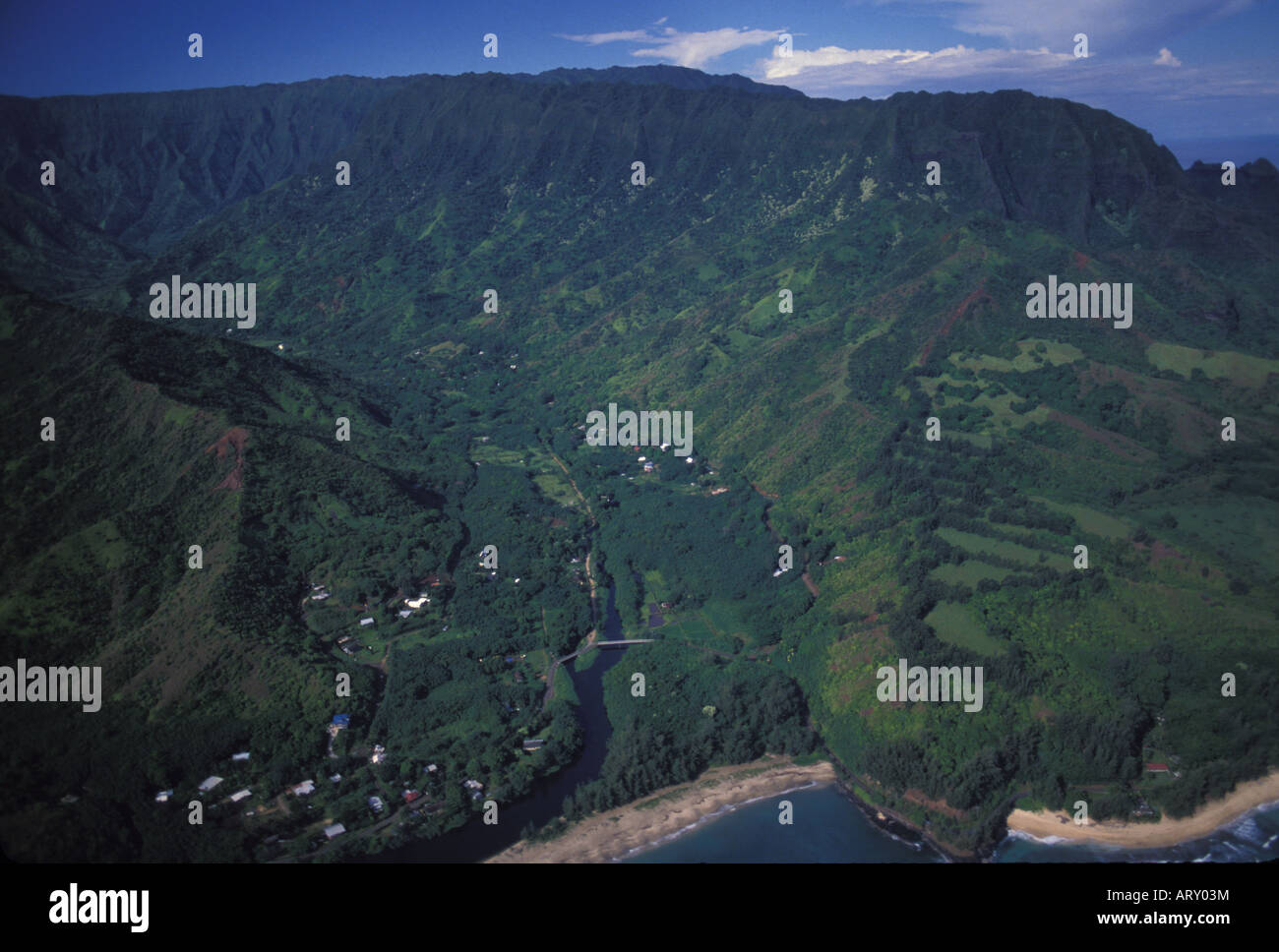 Aerial of North Coast near Haena Stock Photo - Alamy
