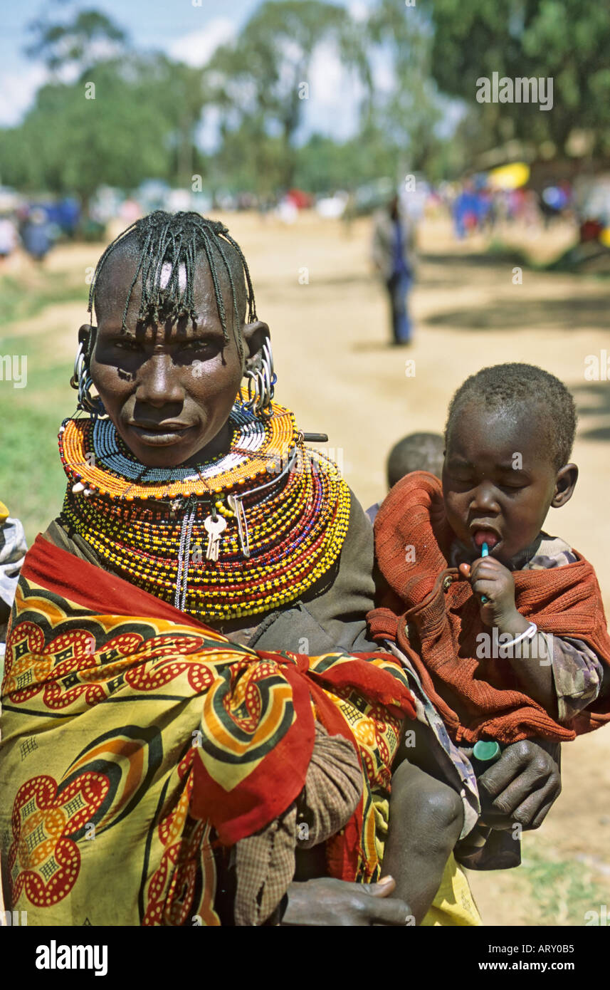 Turkana woman and child, Maralal, Kenya Stock Photo - Alamy