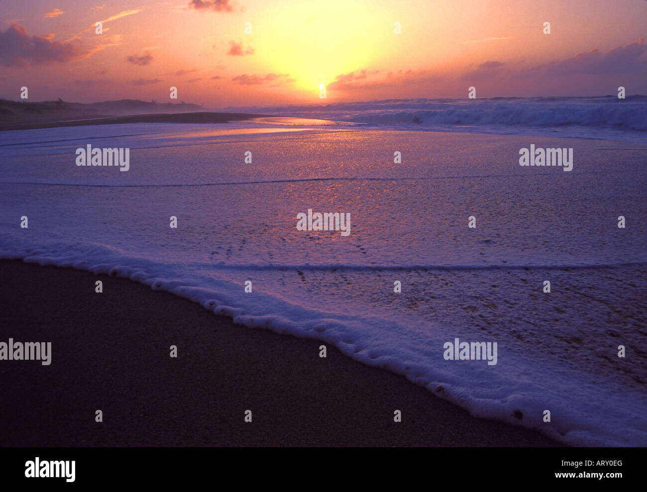 Sunset at Polihale beach, far west end of Kauai Stock Photo - Alamy