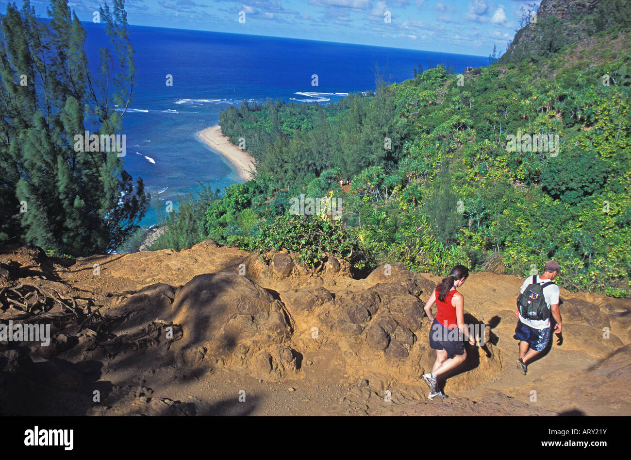 Views of Kee Beach highlight this stretch of the Kalalau Trail, Na Pali ...