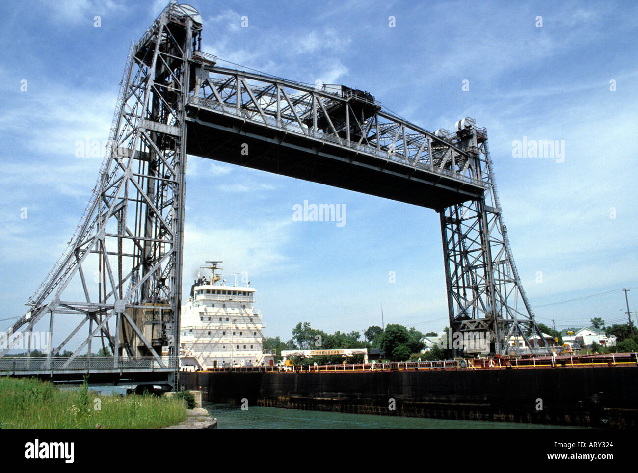 International and domestic Freighter Shipping passes under a draw ...