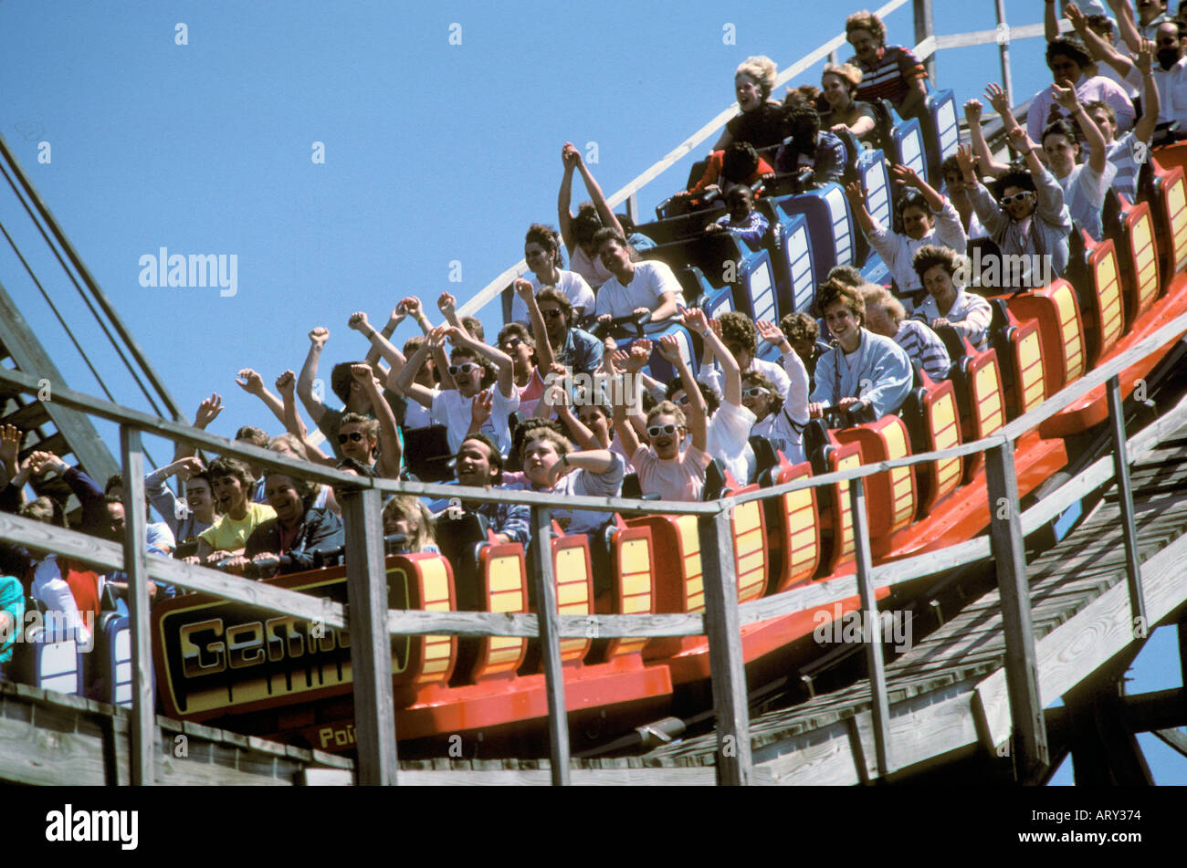 Roller coaster ride at Cedar Point Amusement Park Sandusky Ohio Stock ...