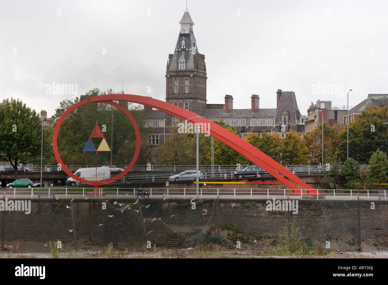 The Steel Wave riverside sculpture in Newport South Wales Stock Photo ...
