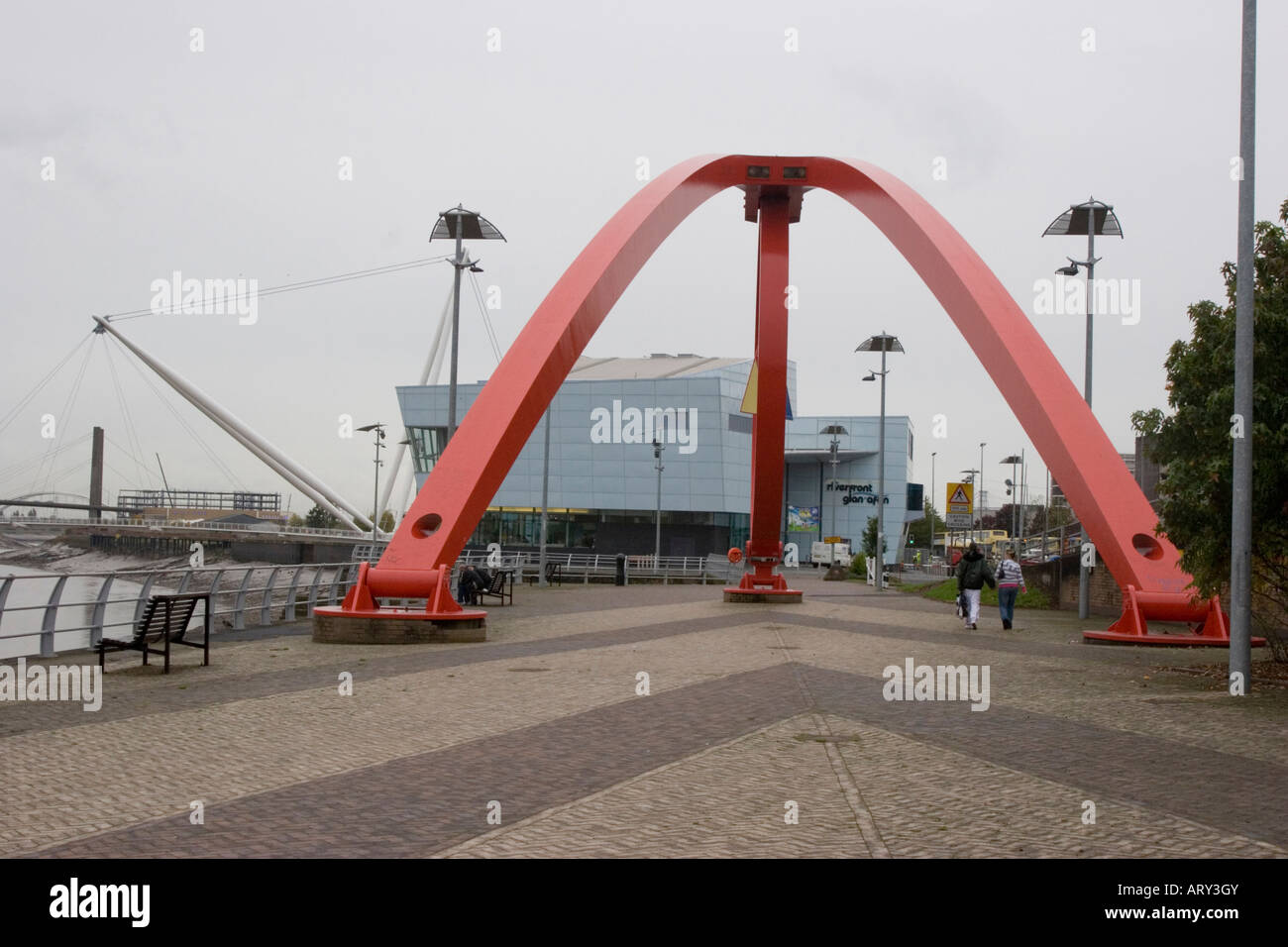 The Steel Wave riverside sculpture in Newport South Wales Stock Photo ...