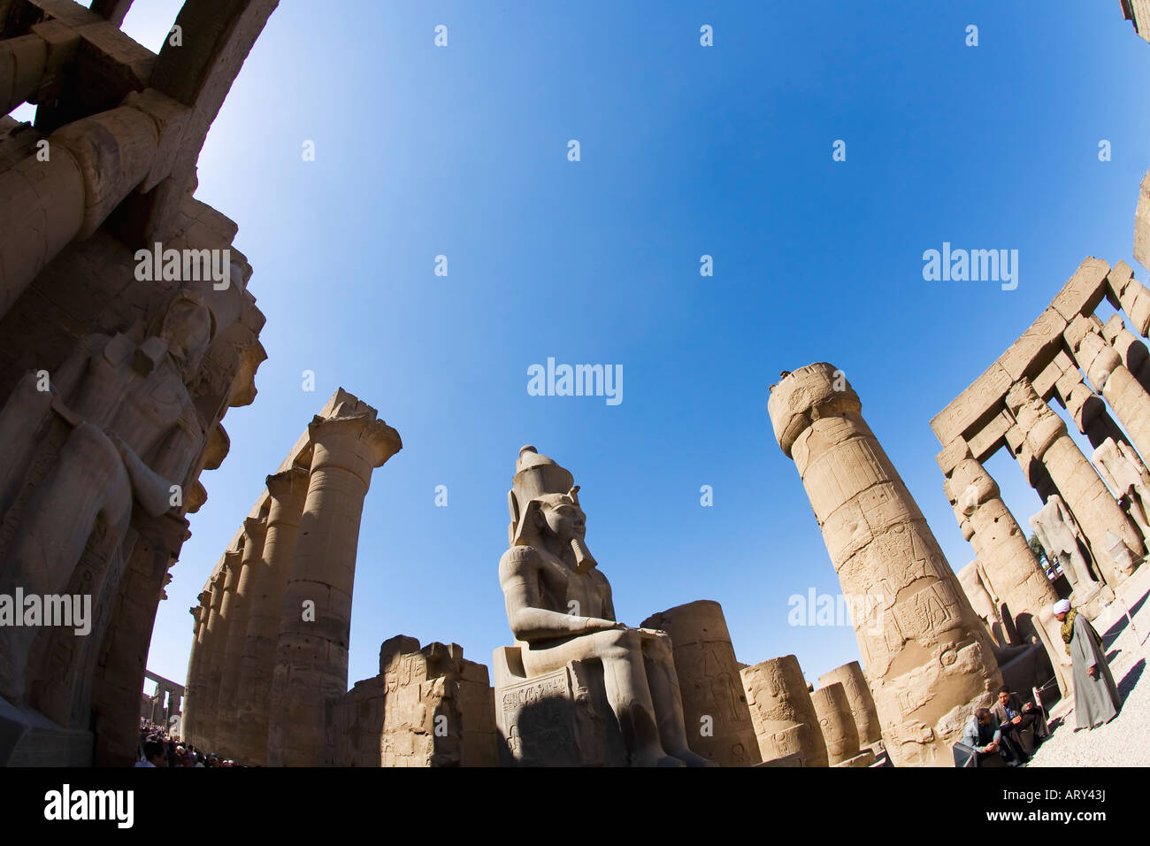 Statue of Ramses II in summer sun sunshine Karnak Temple Luxor UNESCO ...