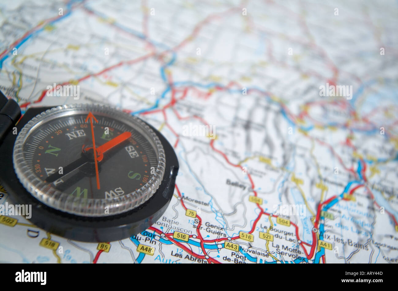 Map with compass Stock Photo - Alamy
