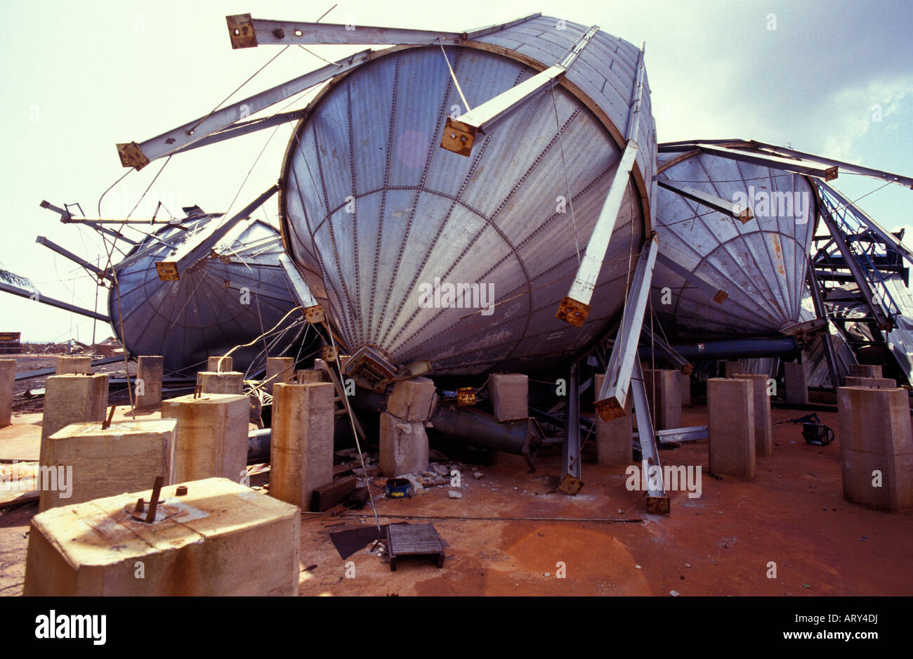 Industrial damage in Kilauea ten days after Hurricane Iniki Stock Photo ...
