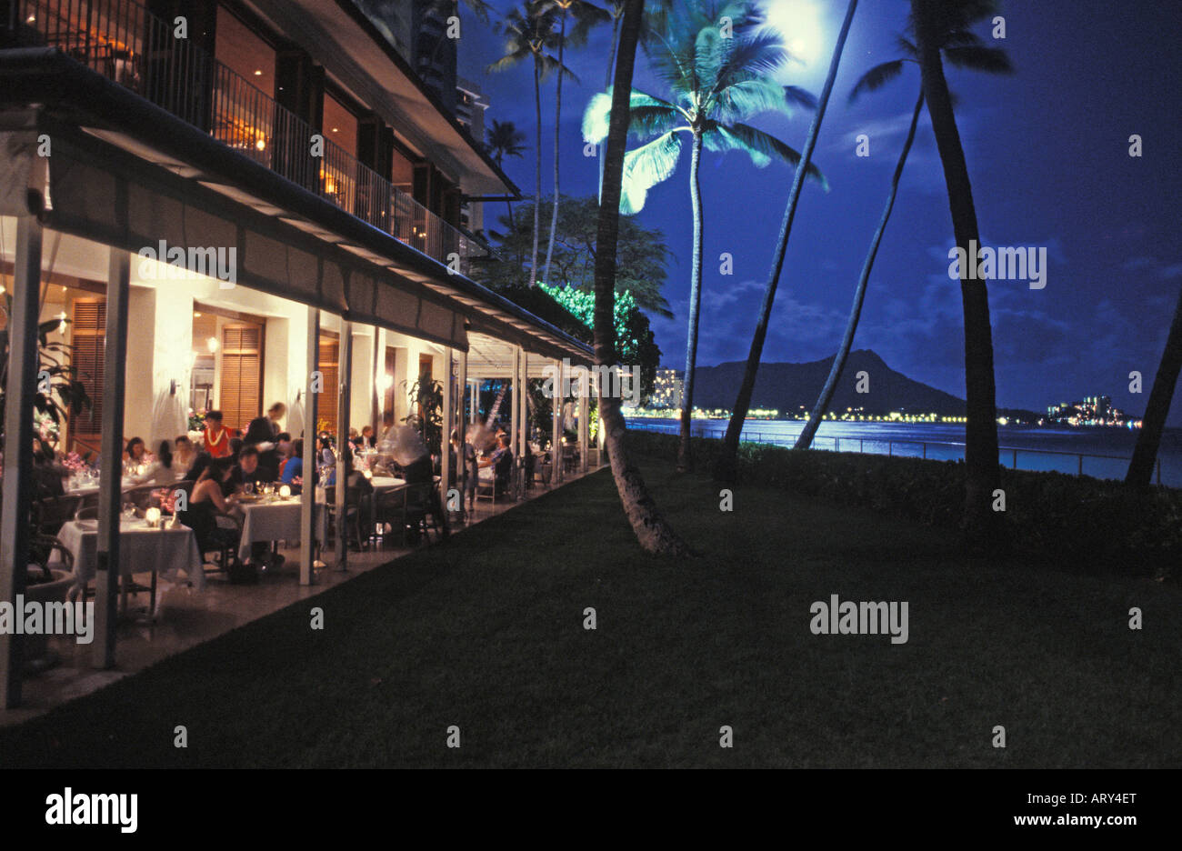Dining at Halekulani Hotel, located on the Waikiki beach front in ...
