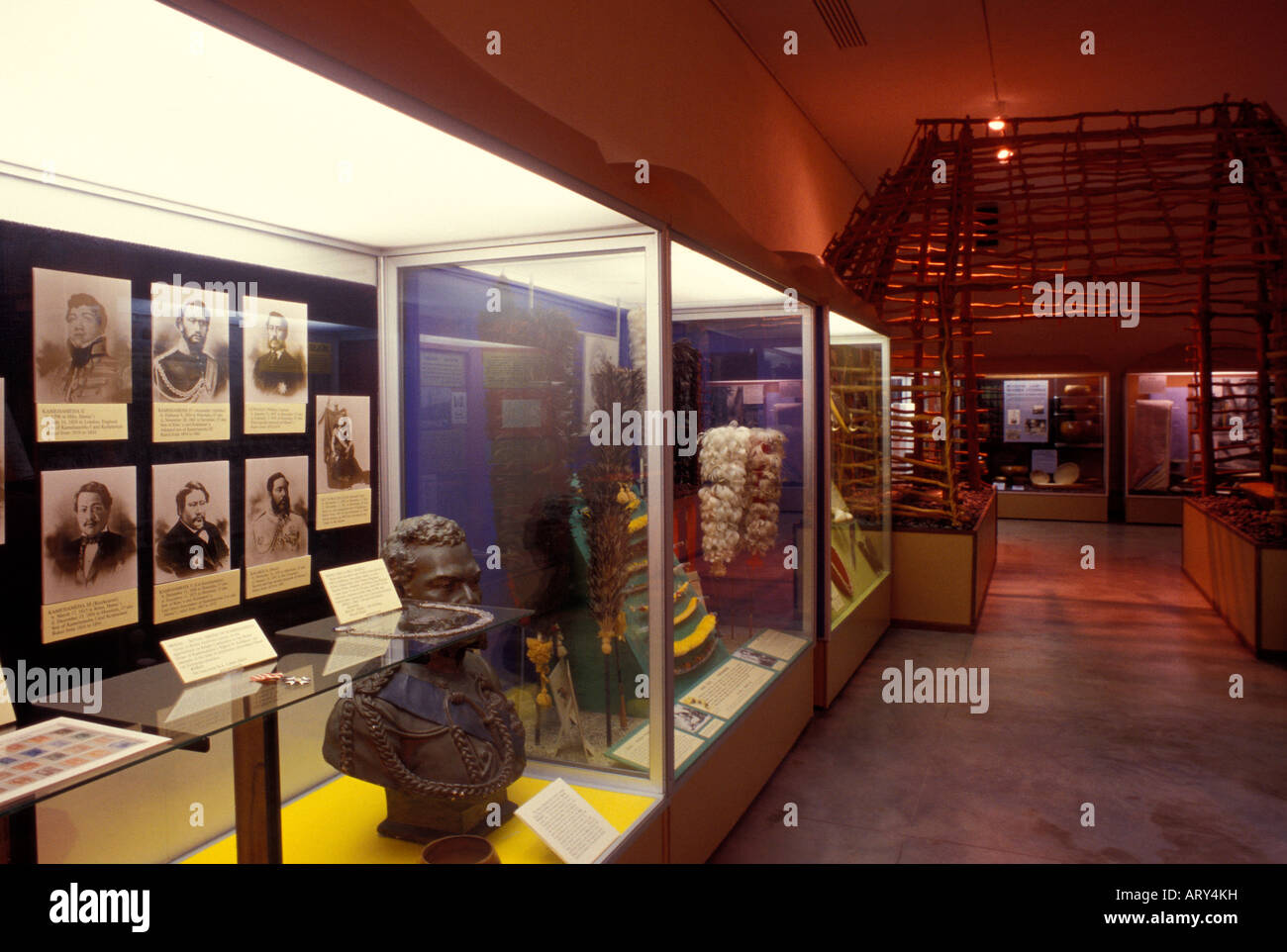Displays and walkways at the Lyman Museum in Hilo. The museum is a ...