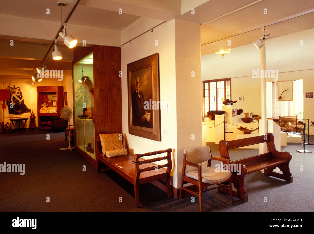 The interior of Kauai Museum in Lihue. The museum showcases Kauai ...