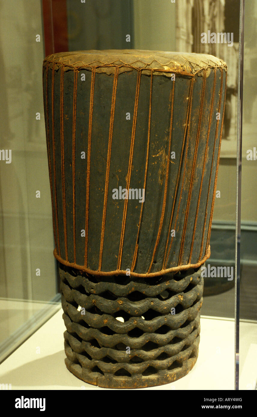 display of a ceremonial drum in Iolani Palace, which is a 4-story ...