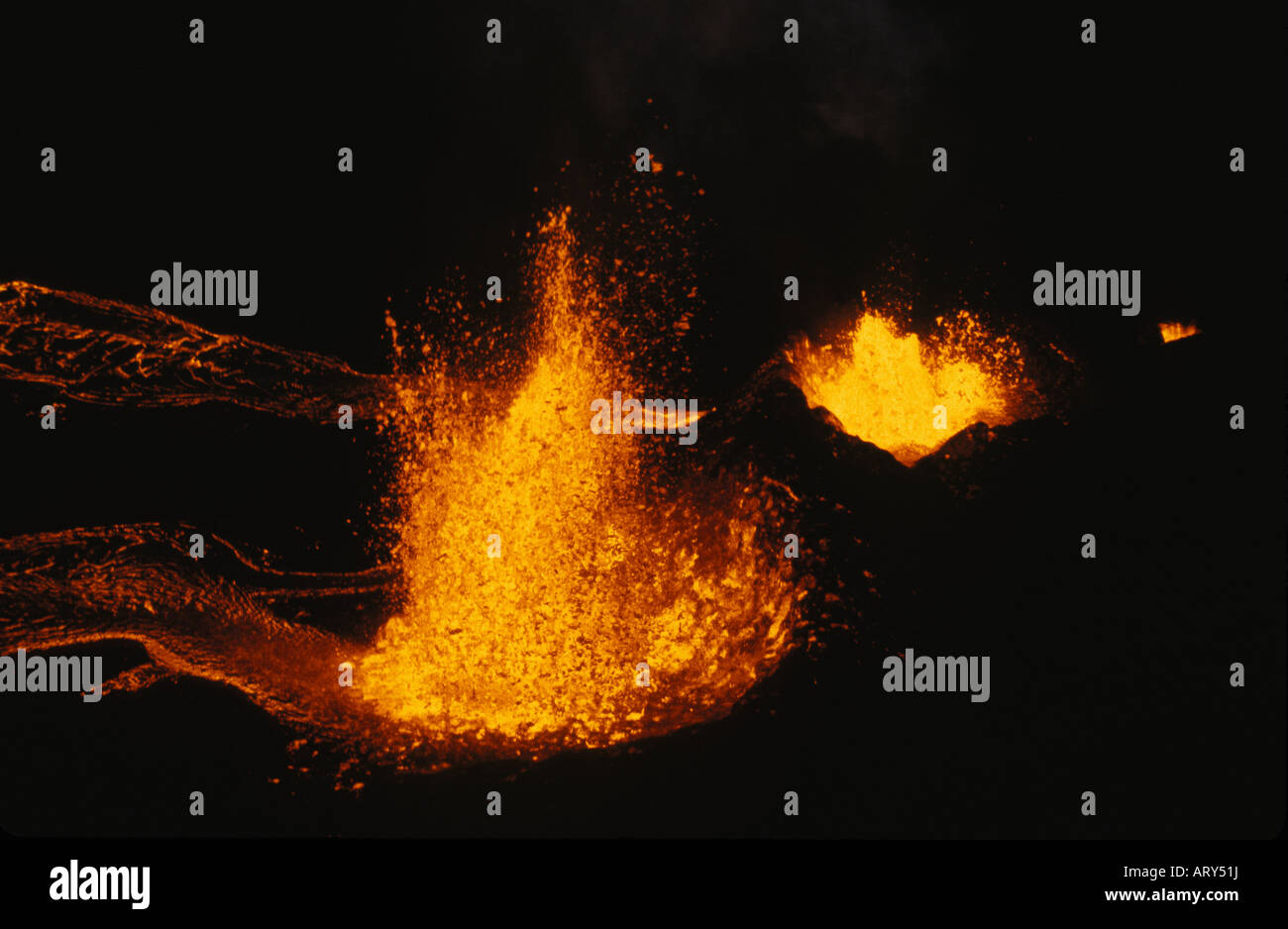 Fountaining eruption from Kilauea's first eruption in 1983 at puu oo ...
