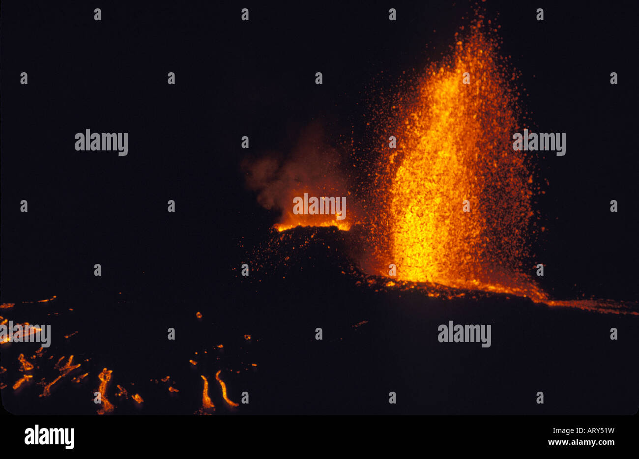 Fountaining eruption from Kilauea's first eruption in 1983 at puu oo ...