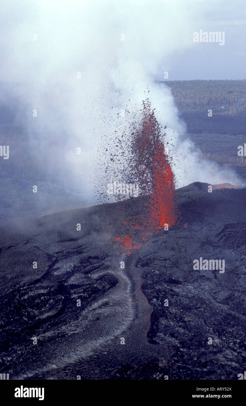 Fountaining eruption from Kilauea's first eruption in 1983 at puu oo ...