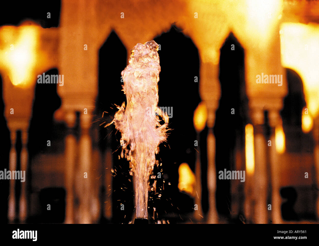 Spain Granada water in the Lions Court at the Alhambra of Granada Stock ...