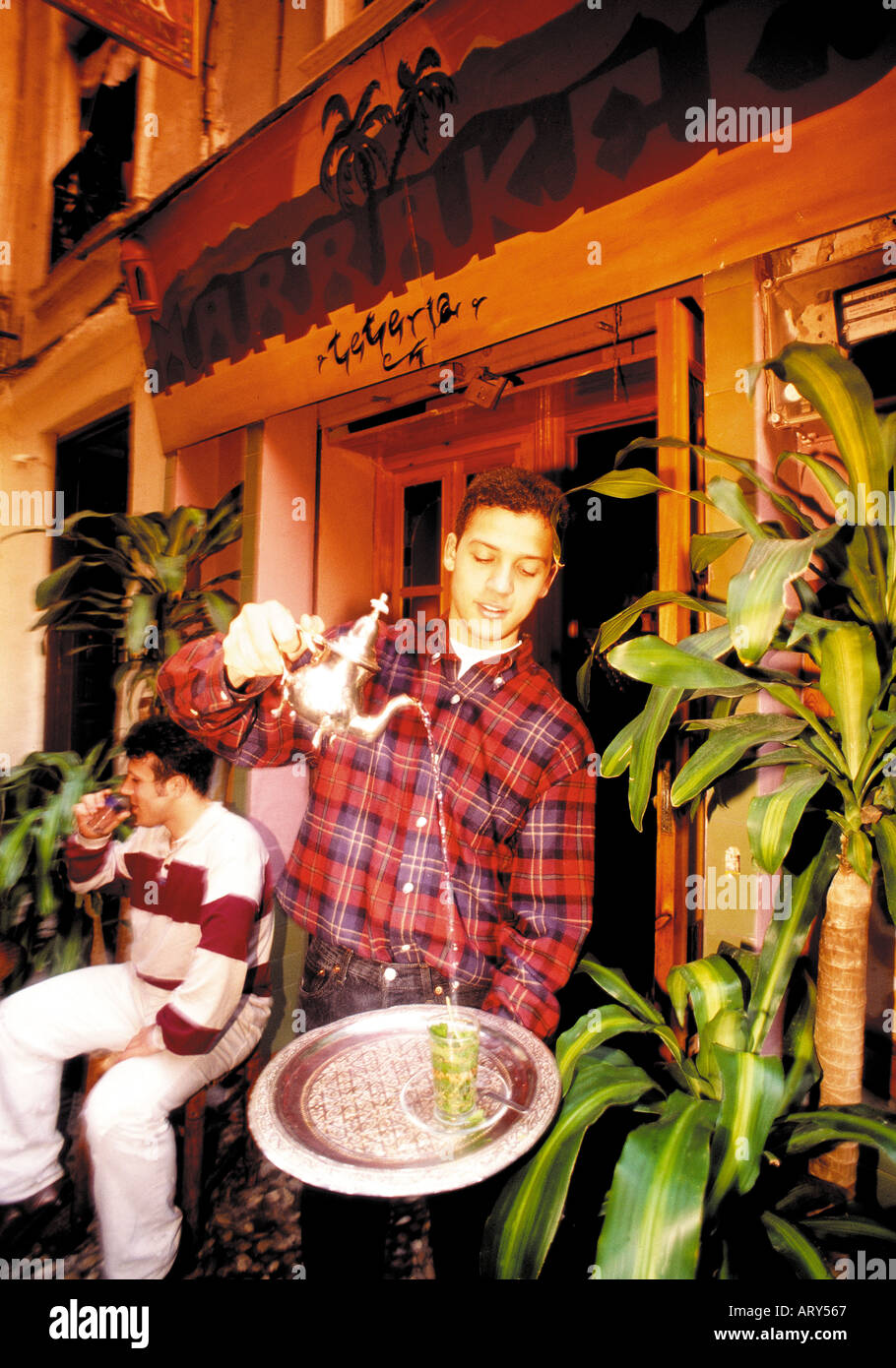 Spain Granada in a moorish teteria tea shop in the Albaicin at Granada ...