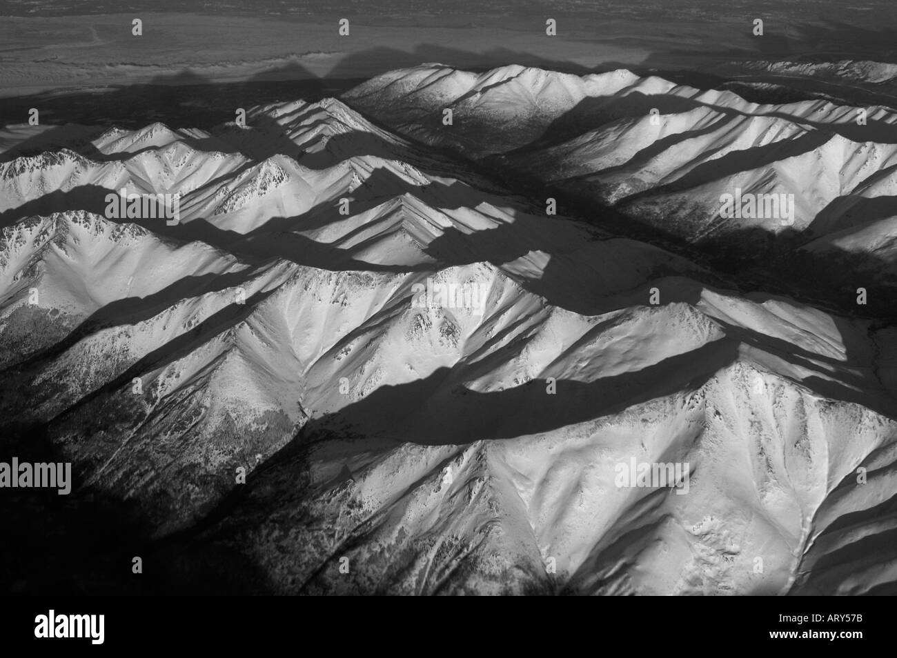 USA ALASKA Chugach Mountains near Anchorage WINTER AERIAL Stock Photo ...