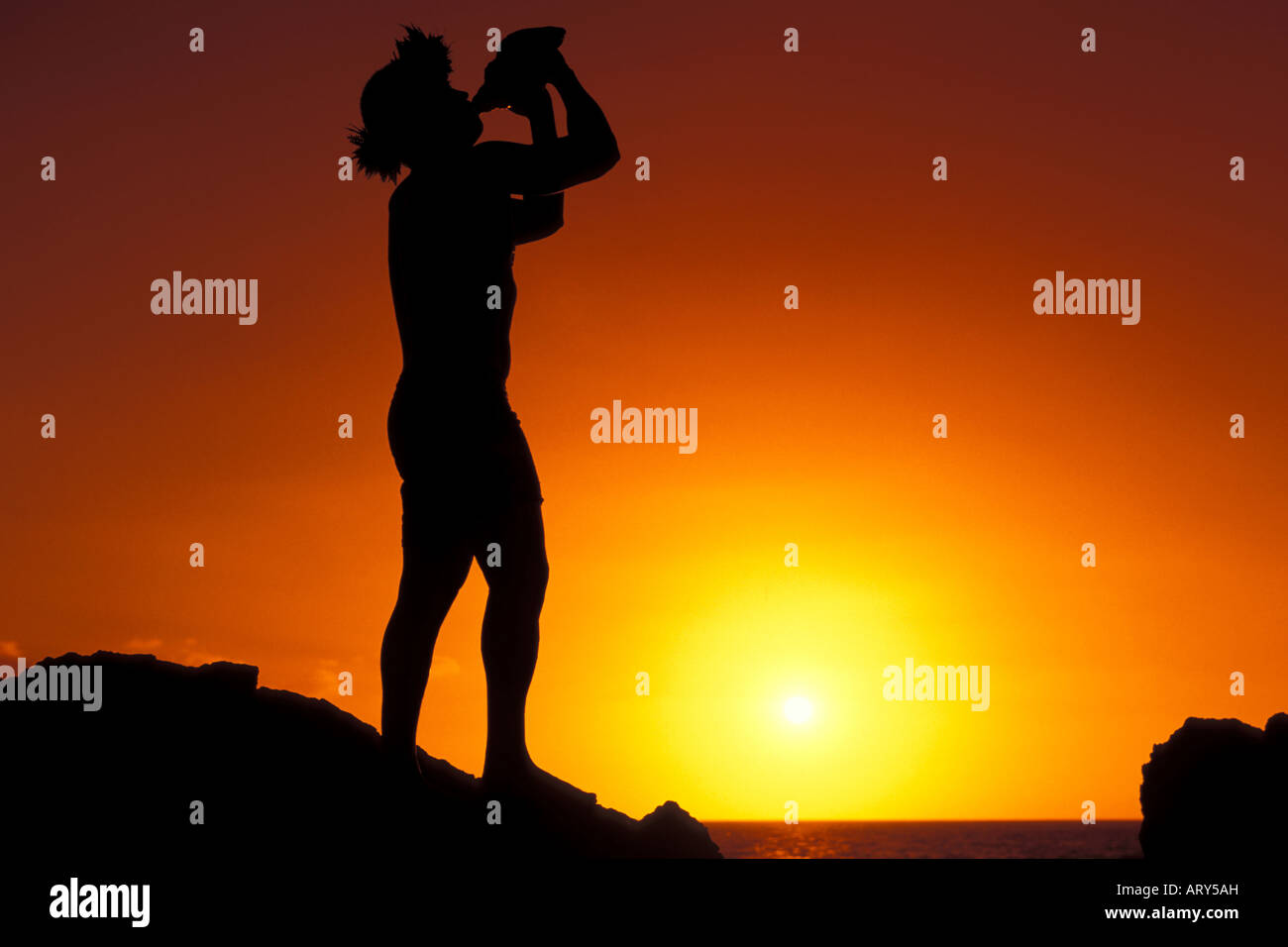 Hawaiian conch blower hi-res stock photography and images - Alamy