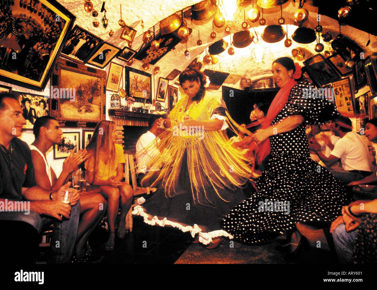 Spain Granada Zambra gitana gypsies fest in a cave of the Sacramonte a ...