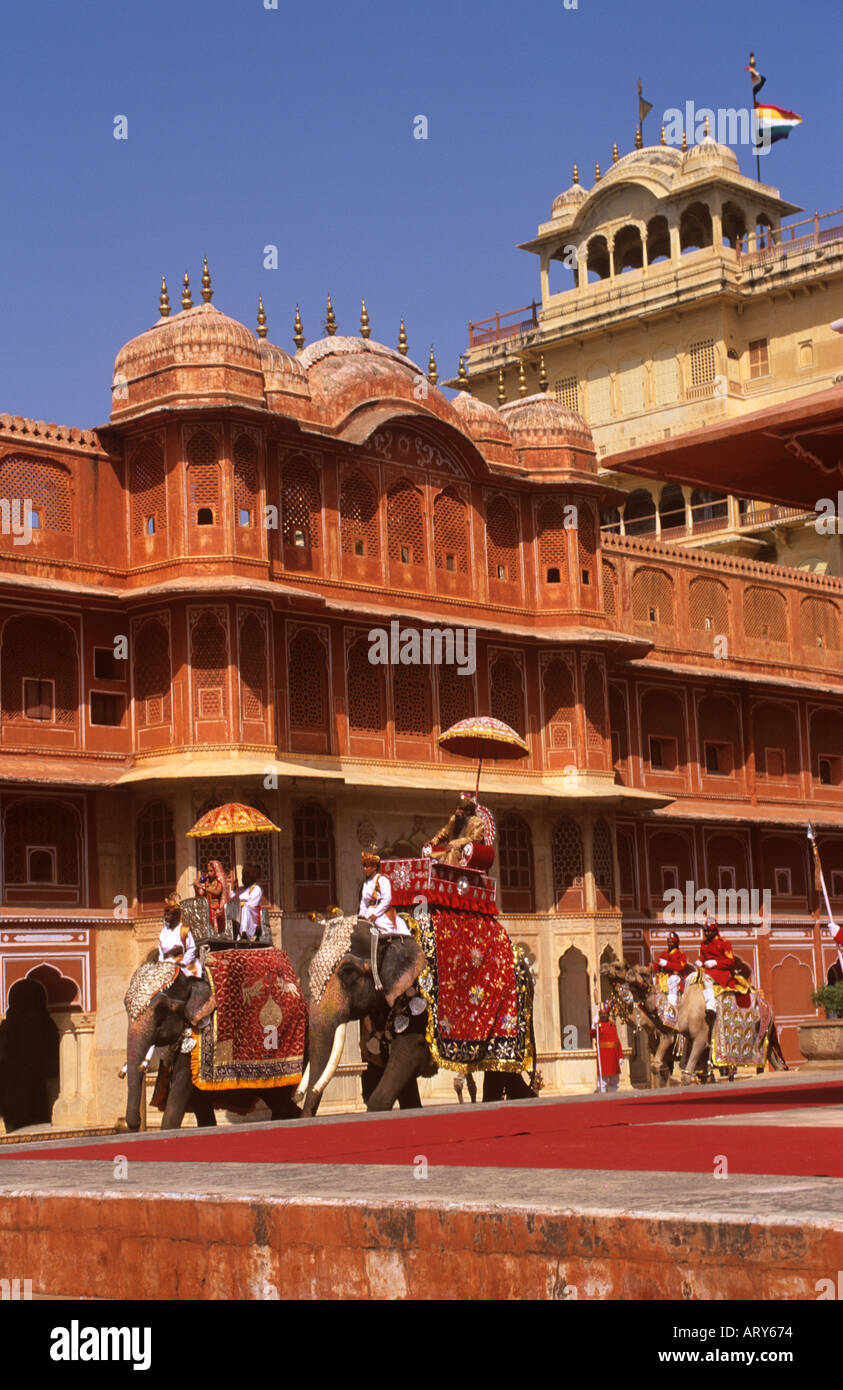 Elephants at City Palace Jaipur Rajasthan India Stock Photo - Alamy