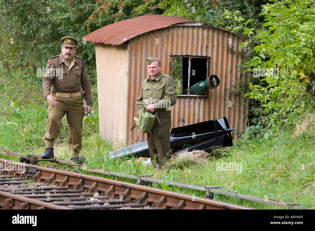 Bomb disposal team WWII reenactment of defusing enemy bomb Stock Photo ...