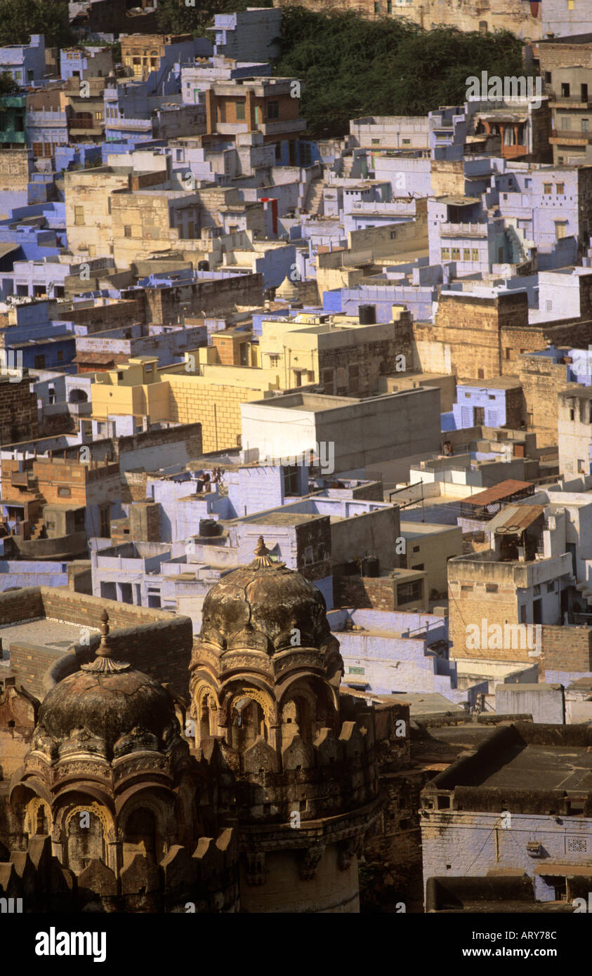 City View Blue houses Fort battlements Jodhpur Rajasthan India Stock ...