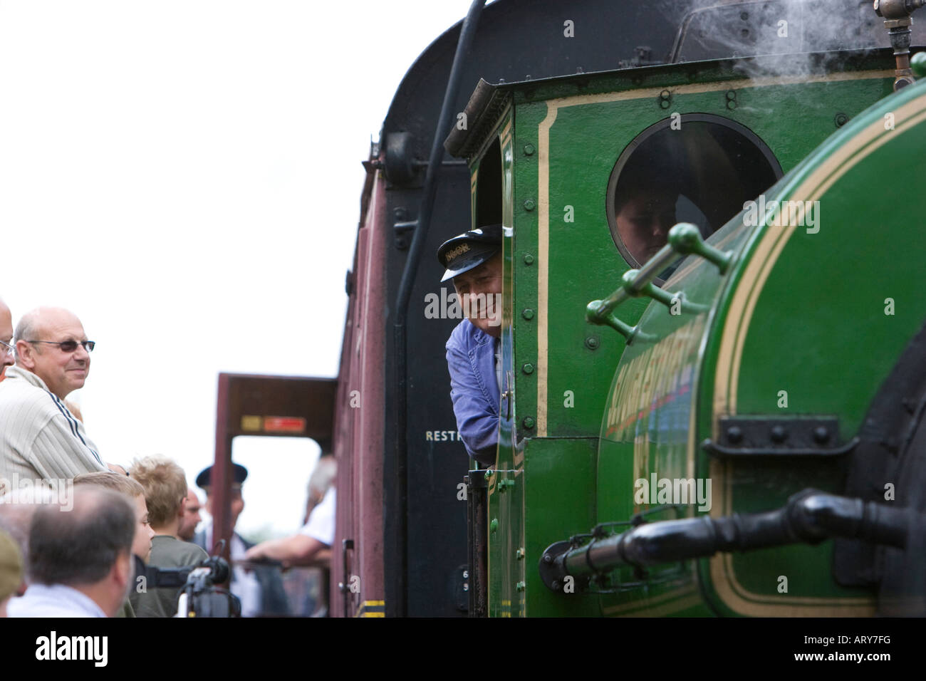 Train driver leaning out hi-res stock photography and images - Alamy