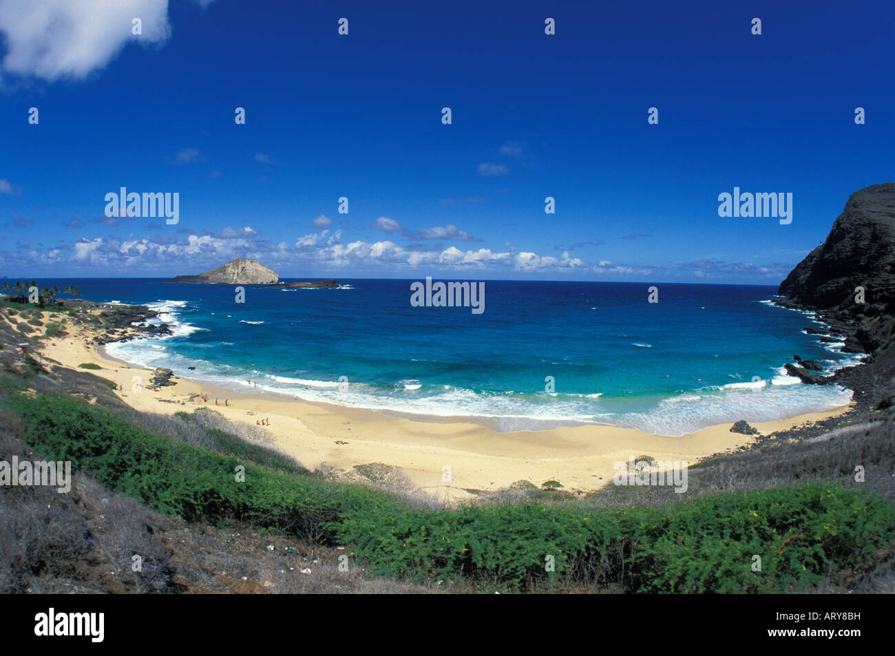 Beautiful Makapuu Beach Park. Popular tourist beach. Along eastern ...