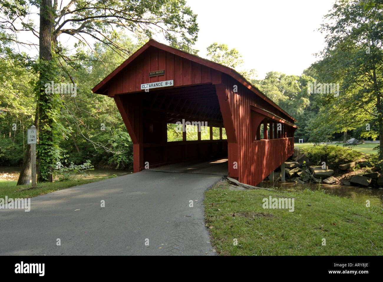 The Ross Red Covered Bridge in Tawawa Park, Shelby County Ohio Stock ...