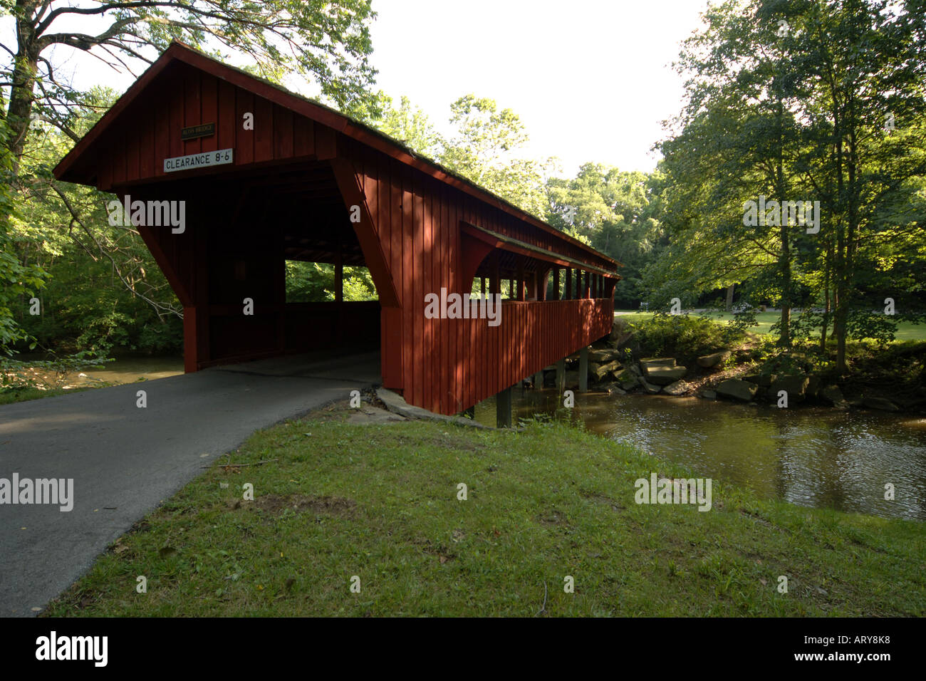 The Ross Red Covered Bridge in Tawawa Park, Shelby County Ohio Stock ...
