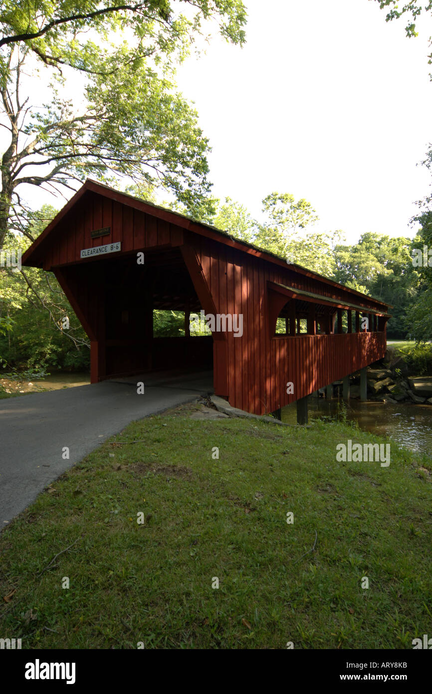 The Ross Red Covered Bridge in Tawawa Park, Shelby County Ohio Stock ...