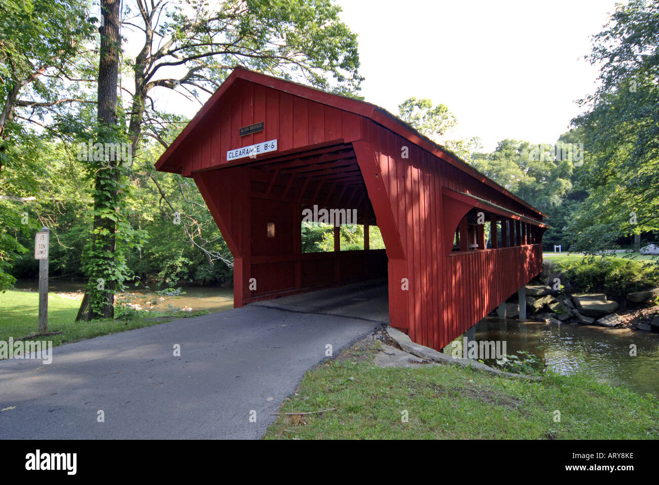 The Ross Red Covered Bridge in Tawawa Park, Shelby County Ohio Stock ...