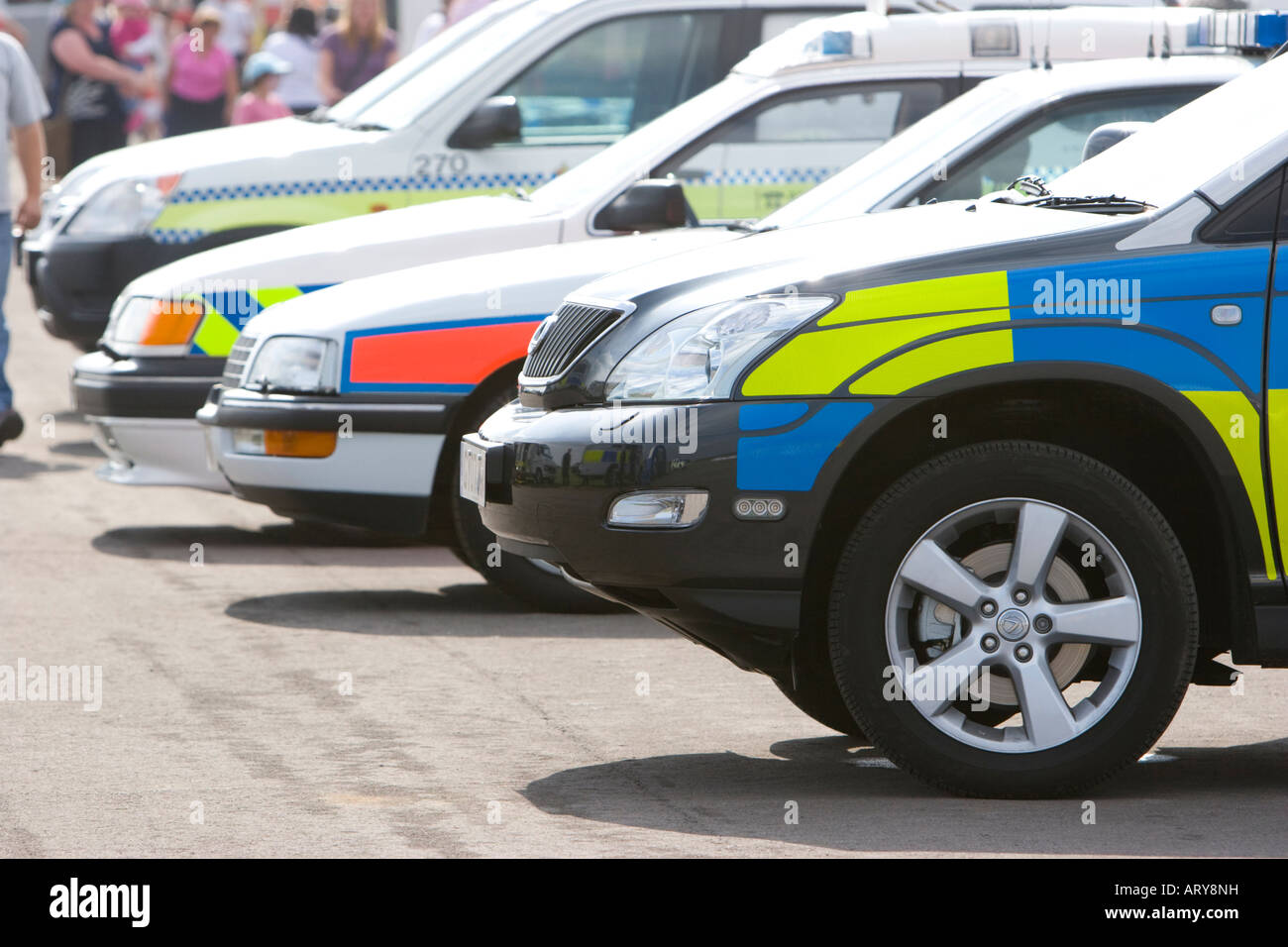 Police vehicle line up Stock Photo - Alamy
