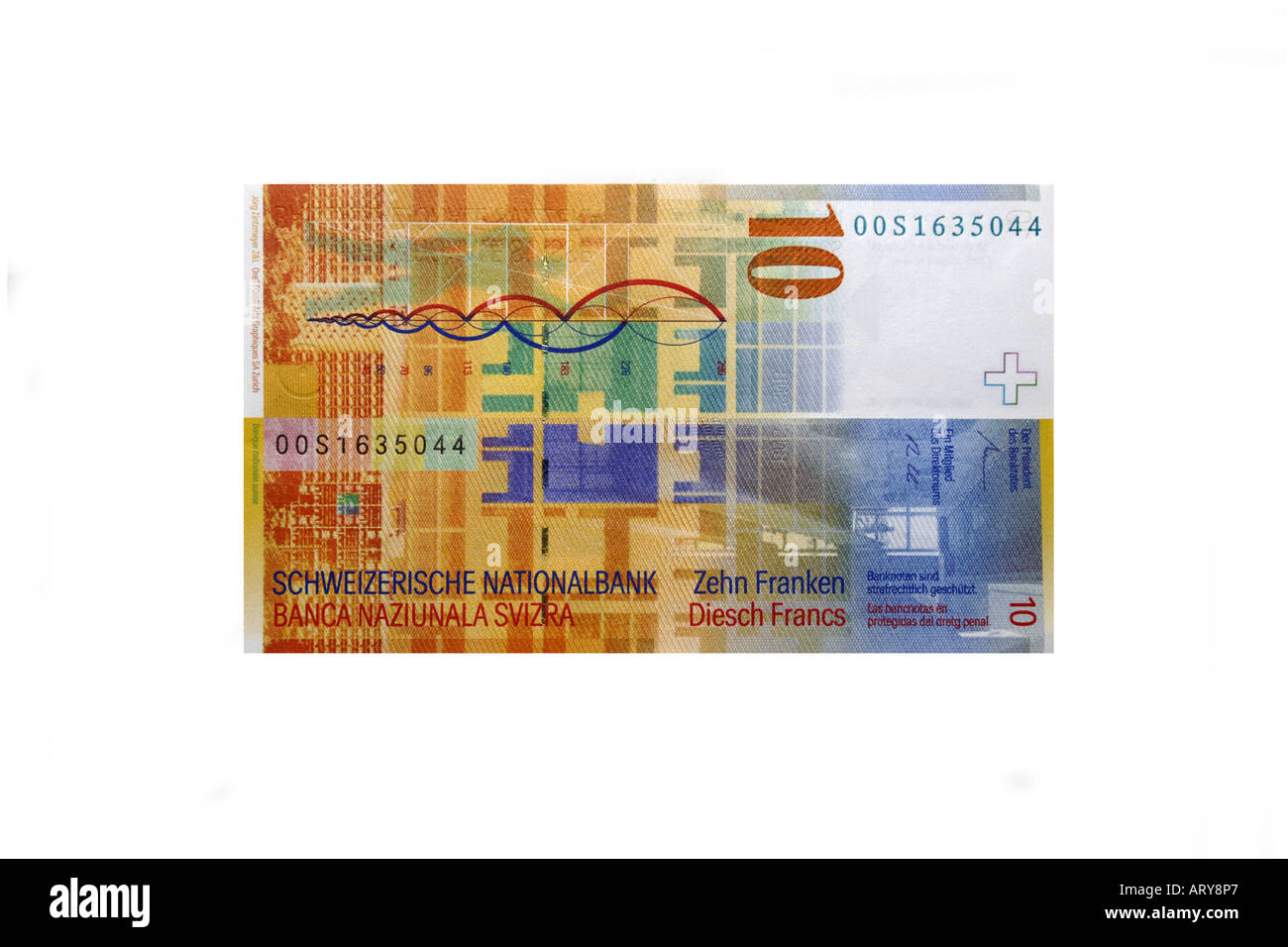 Ten Swiss Franc note against a awhite background Stock Photo - Alamy