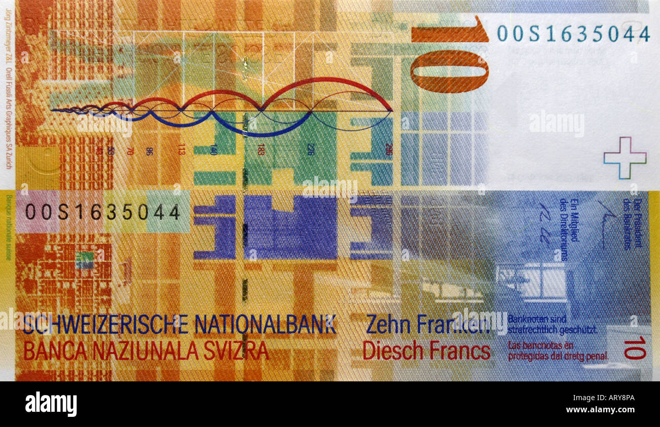 Ten Swiss Franc note against a awhite background Stock Photo - Alamy
