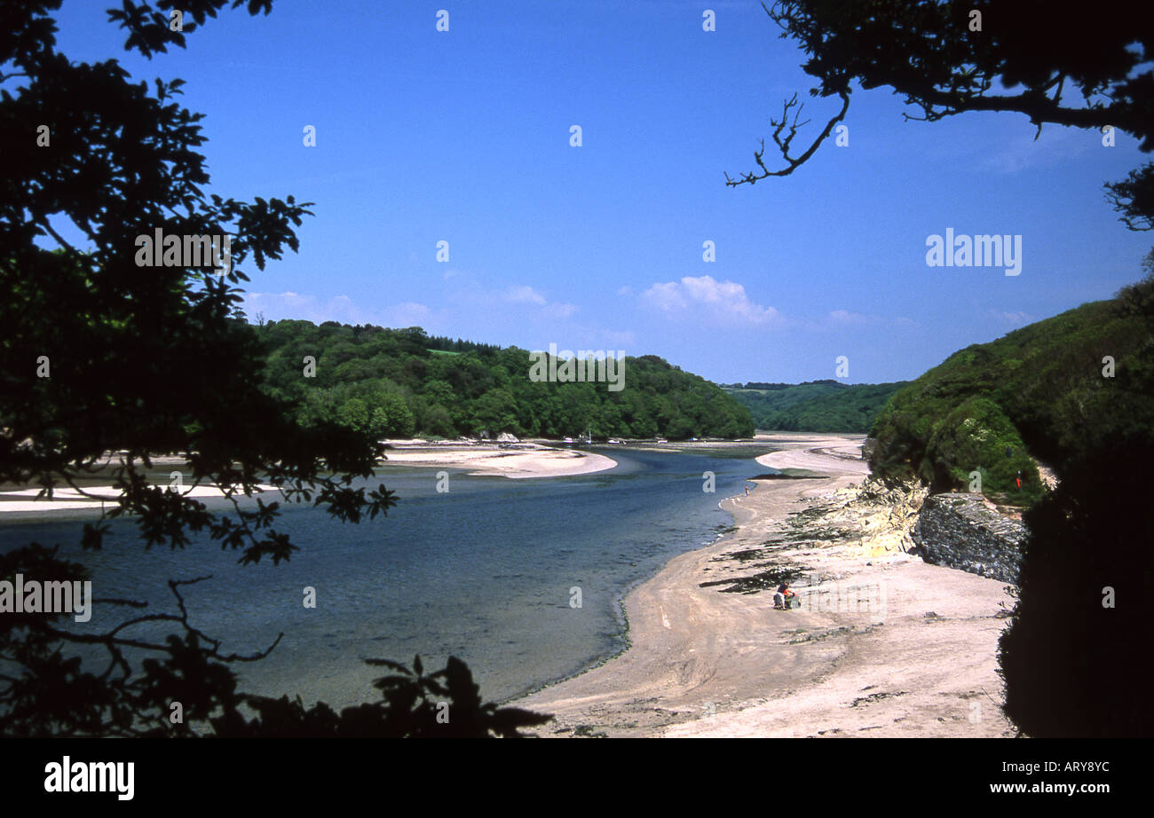 Wonwell beach and the mouth of the River Erme, South Devon Stock Photo ...