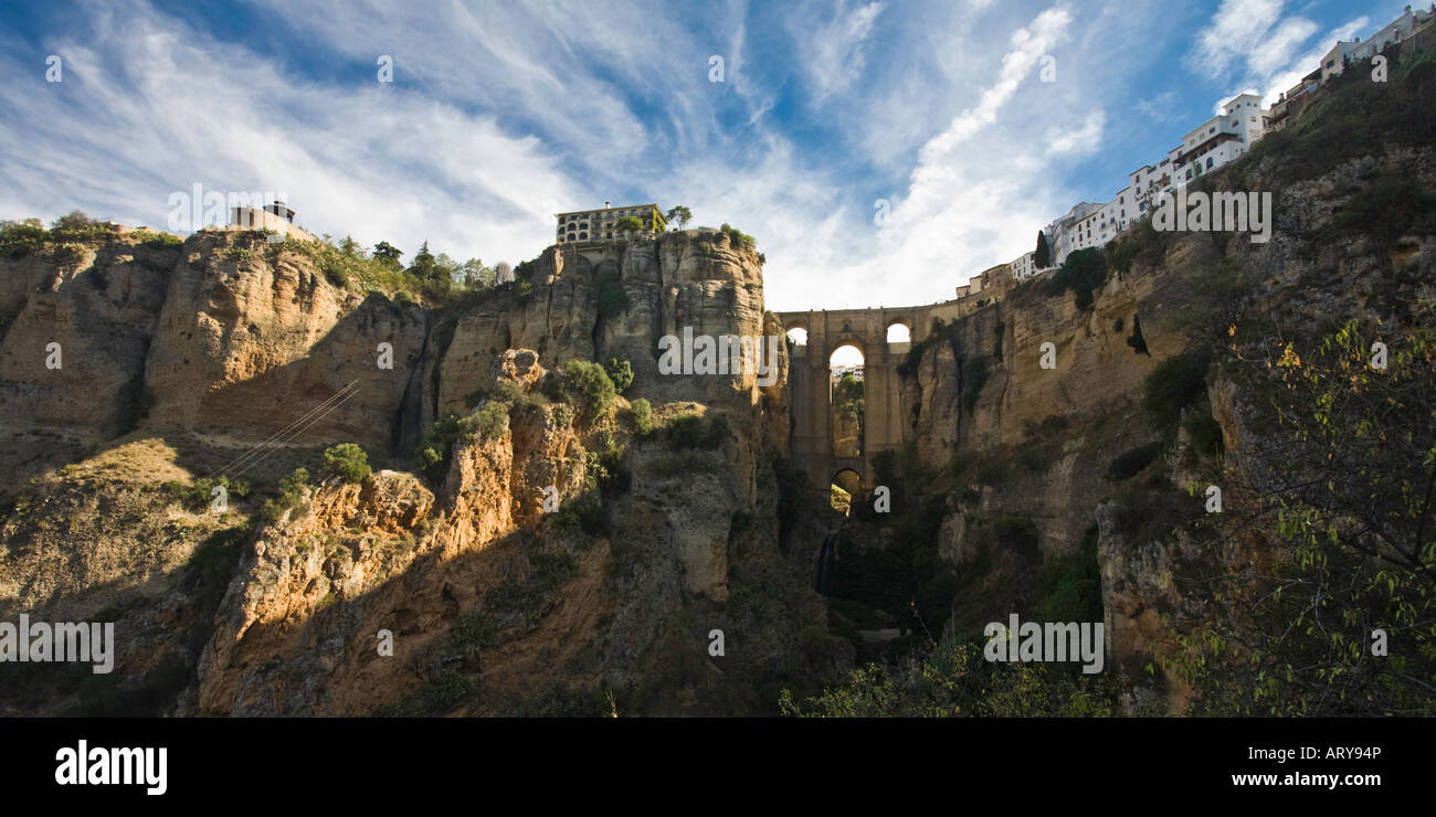 Ronda and Puente Nuevo new bridge in morning Ronda Malaga Andalucia ...