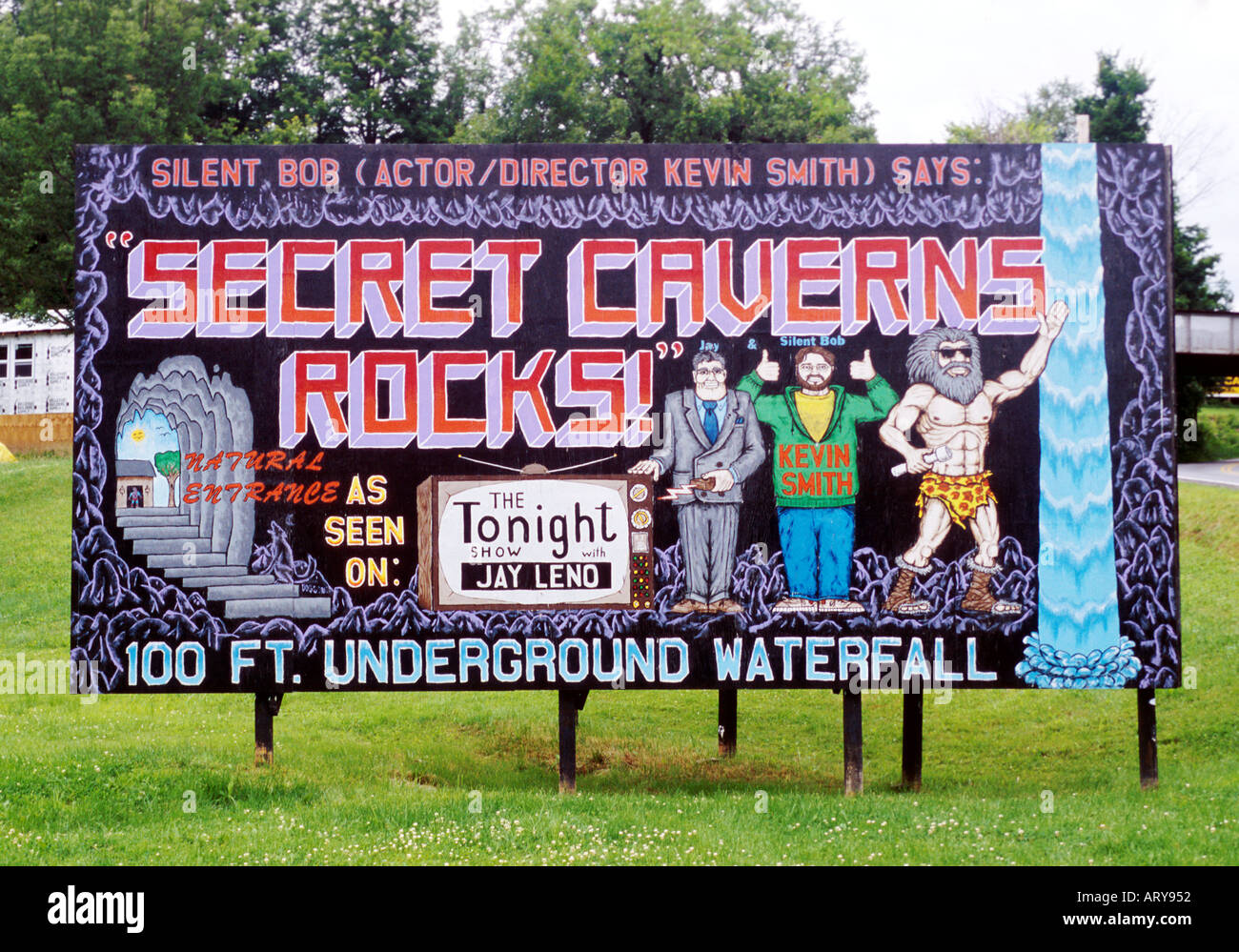 Secret Caverns sign for an underground cave attration in Cobbleskill ...