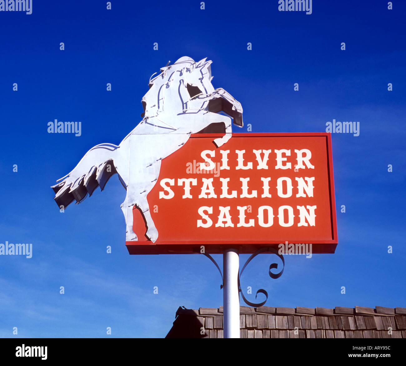 Silver Stallion Saloon sign on old Route 66 in Gallup New Mexico Stock ...