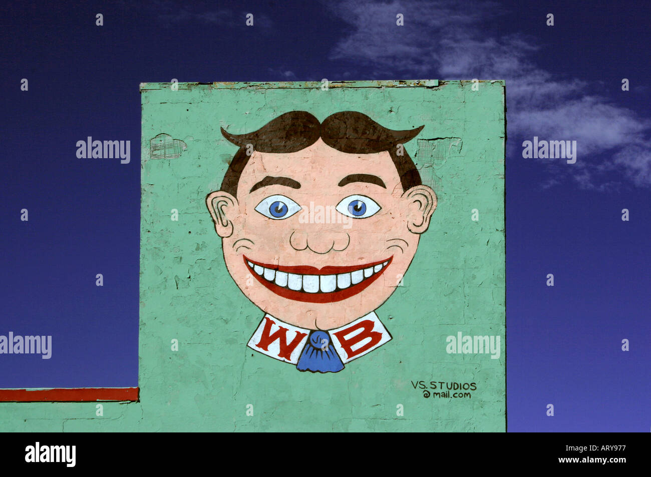 Tillie the Clown replica painting on an old building at the closed ...