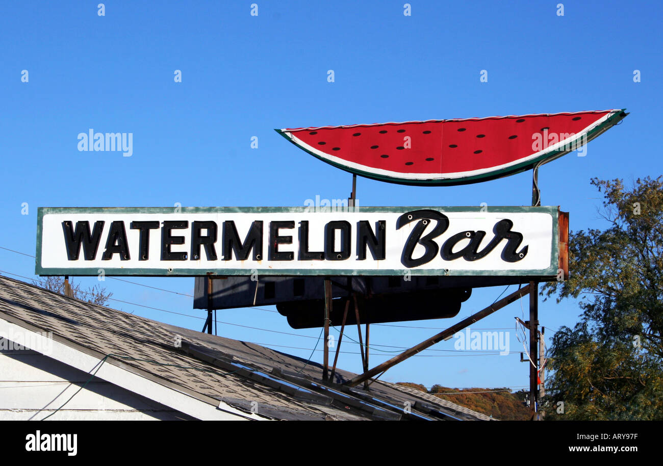 Watermelon Bar sign atop a garden center in coastal New Jersey Stock ...