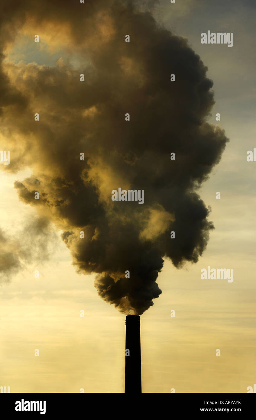 Smoke Belching from a Factory Chimney Stack Stock Photo - Alamy