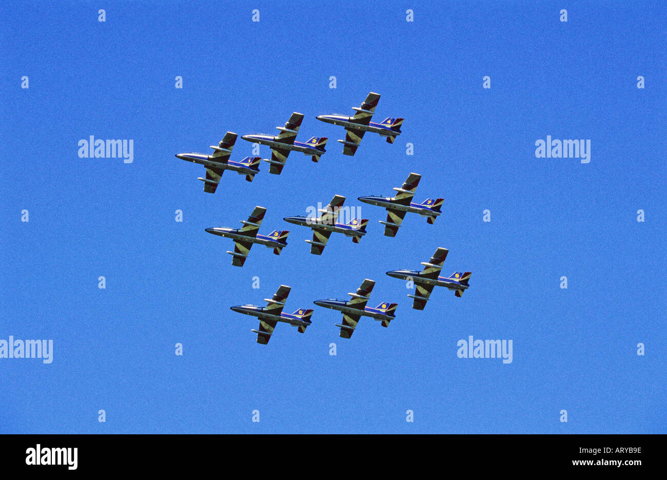 Italian Air Force aerobatic team Frecce Tricolori formation display ...