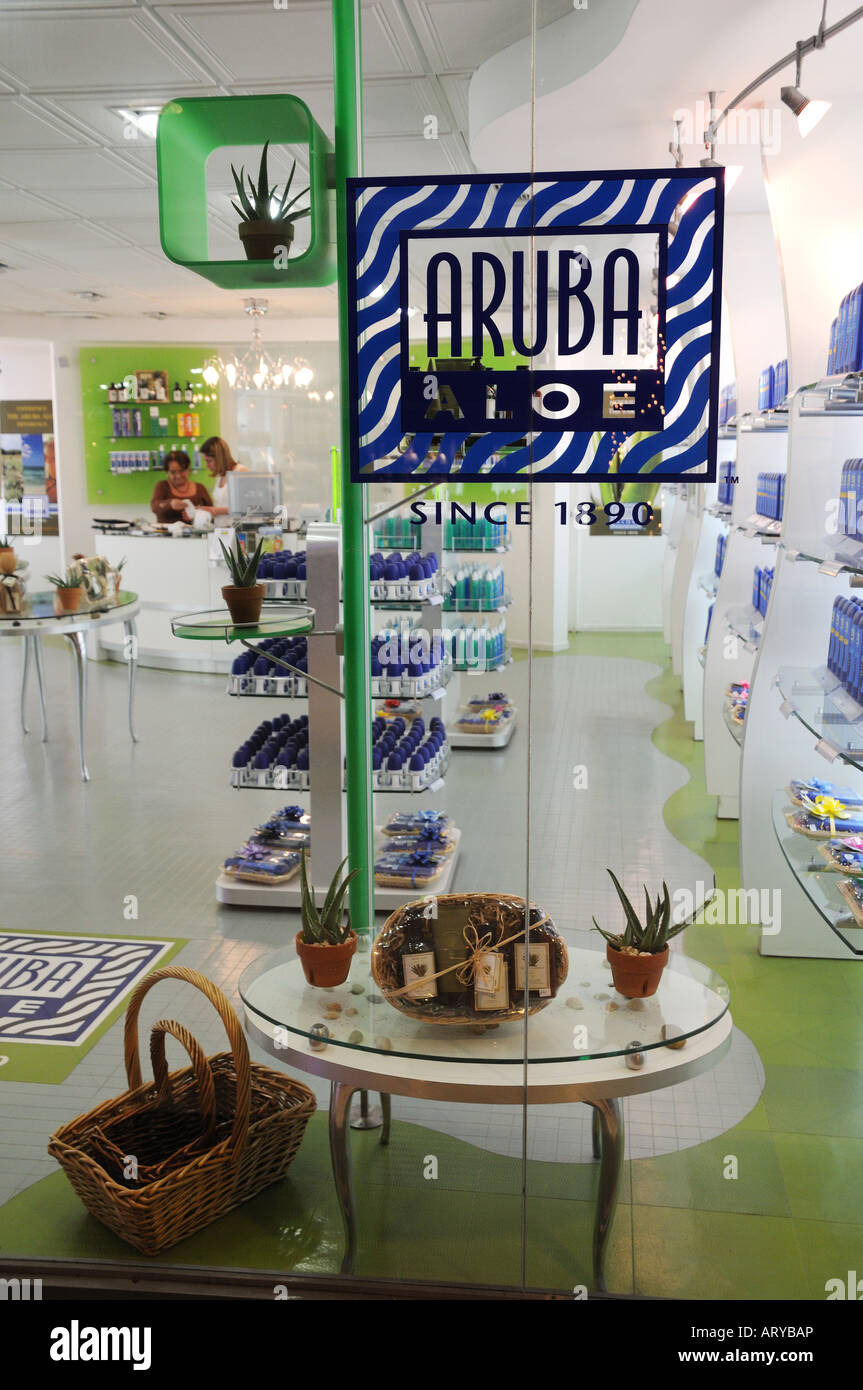 A store in Oranjestad, Aruba that sells aloe products made on the ...
