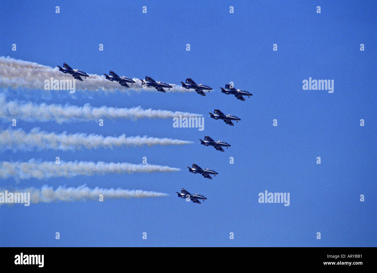 Italian Air Force aerobatic team Frecce Tricolori formation display ...